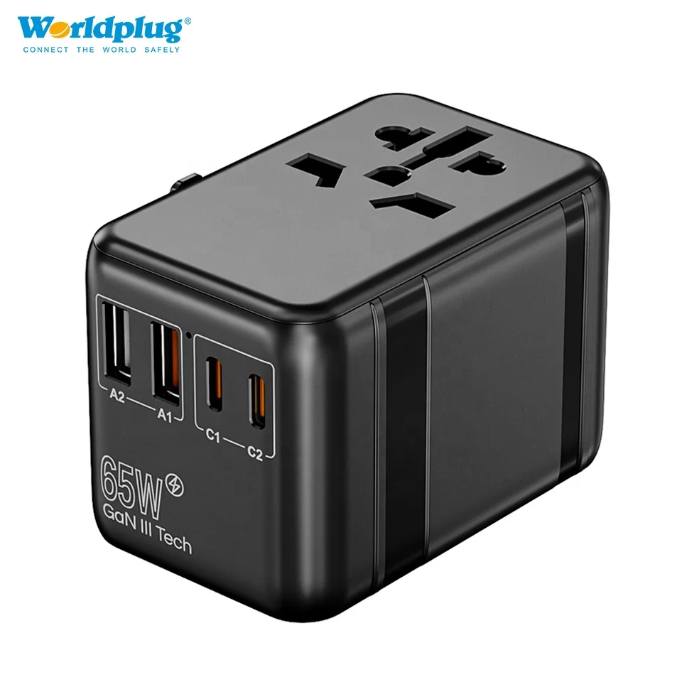 Worldplug Multi Ports Fast Charging PD 65W Type-C International Power ...