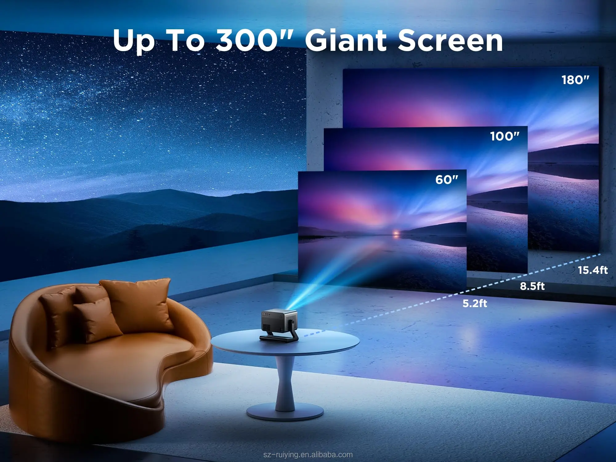 Ultra HD Projector with Wireless Screen Mirror & Auto Correction