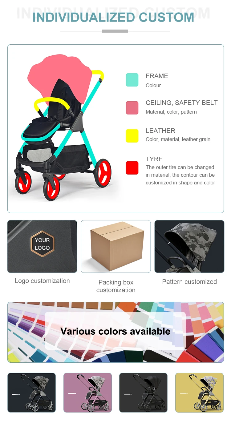 Wholesale Custom Baby Carriage 3 In 1 High Landscape Baby Strollers ...