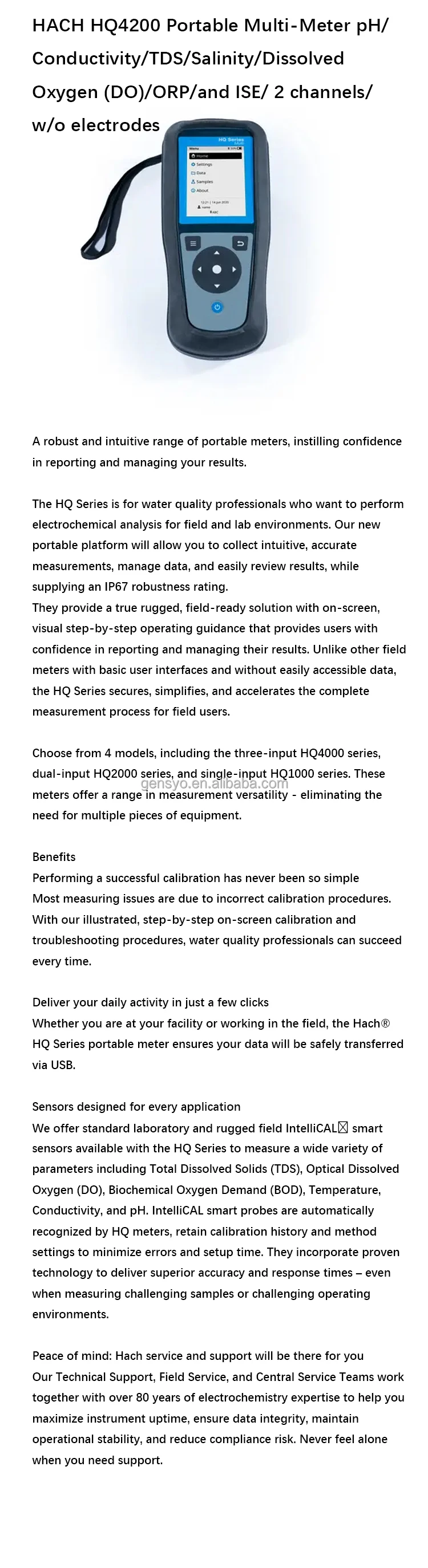 Hach Hq4200 Portable Multi-meter Ph/conductivity/tds/salinity/dissolved Oxygen (do)/orp/and Ise ...