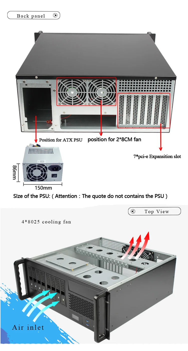 4U Rack Mount Server Case with Display ATX Form Factor Fan Industry ...