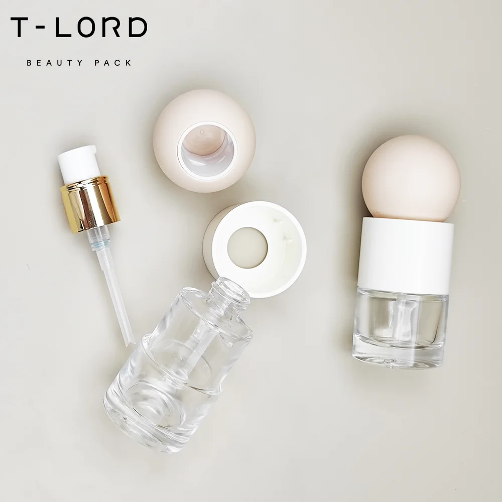 Round Shape Glass Liquid Foundation 30Ml Glass Bottle With Pump Head ...