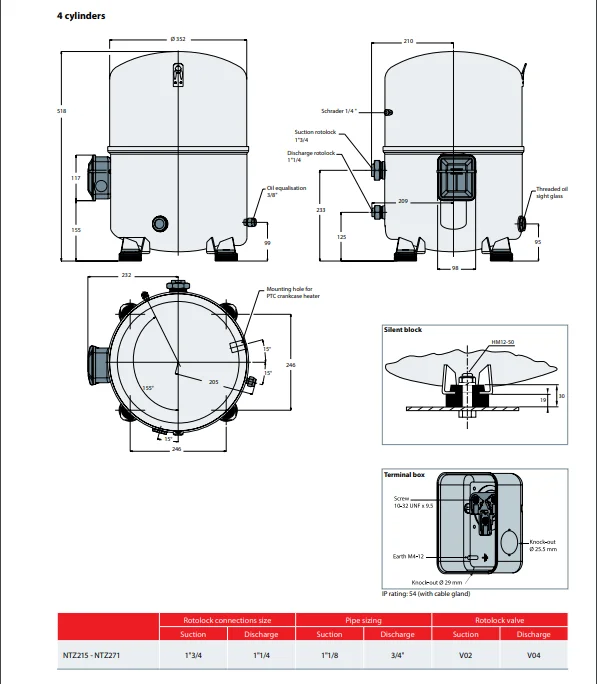 2HP Maneurop Reciprocating Compressor NTZ048A4LR1A for Refrigeration ...