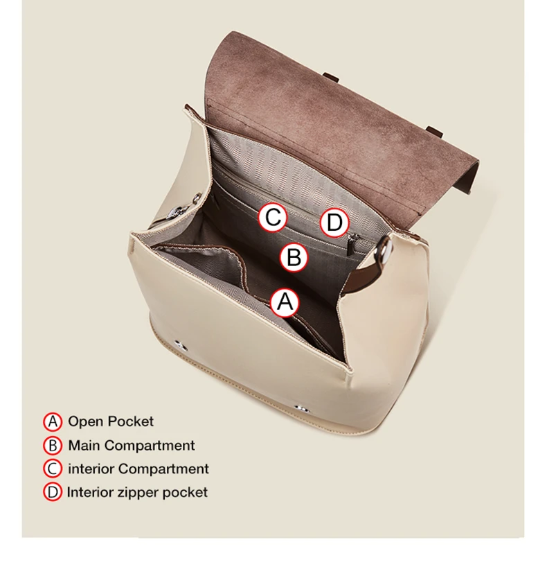 Foxer Fashion Women Split Leather Backpacks Large Capacity Business ...