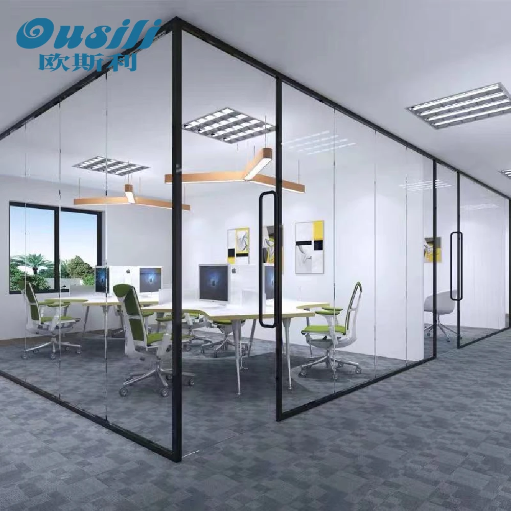 Soundproof Frameless Glass Partition Curved Office Glass Full Height ...