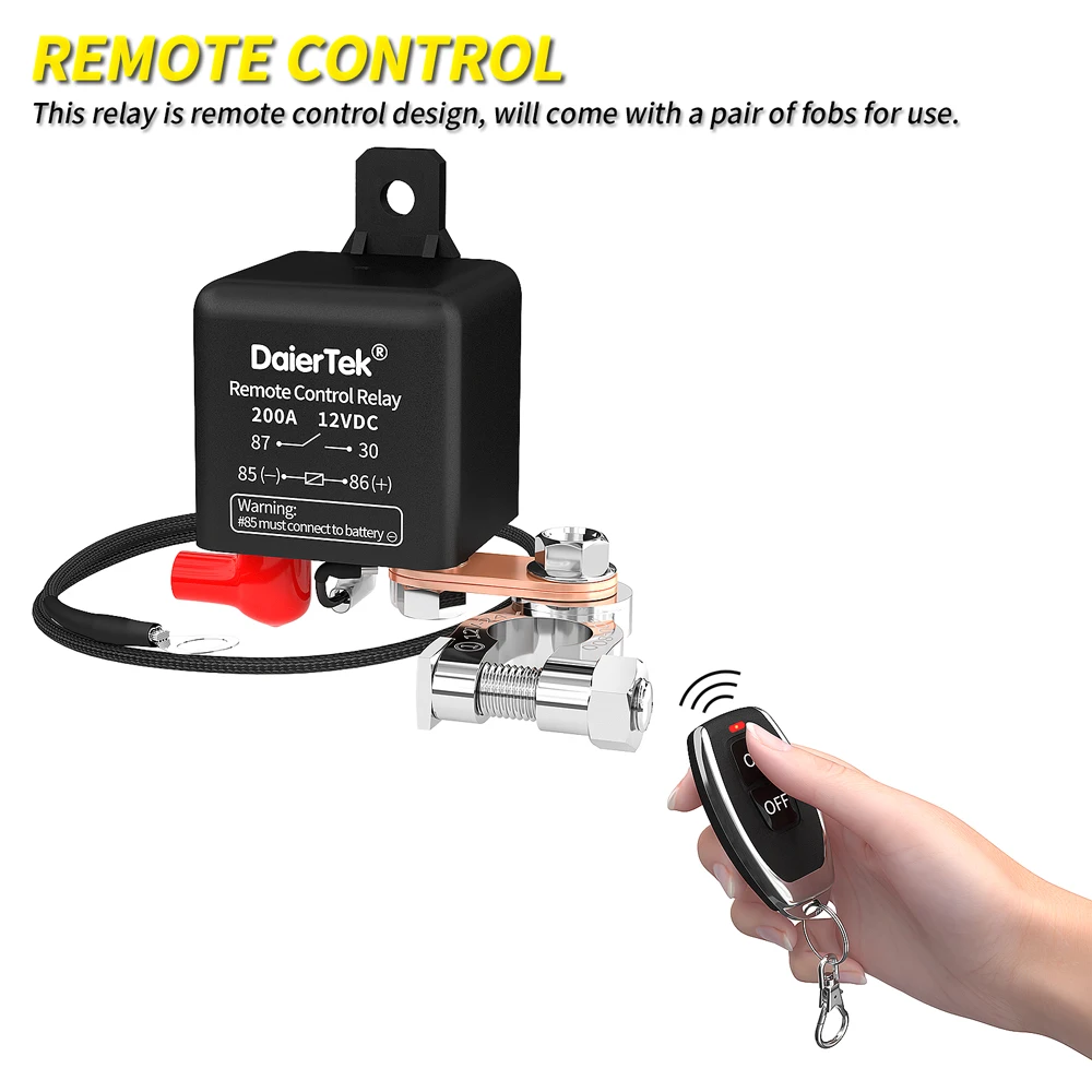 Remote 12V Battery Disconnect Switch 200A with Wireless Control Fobs ...