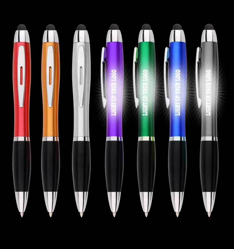 OEM LED lighting up logo pen stylus pen customized logo light up pen ...