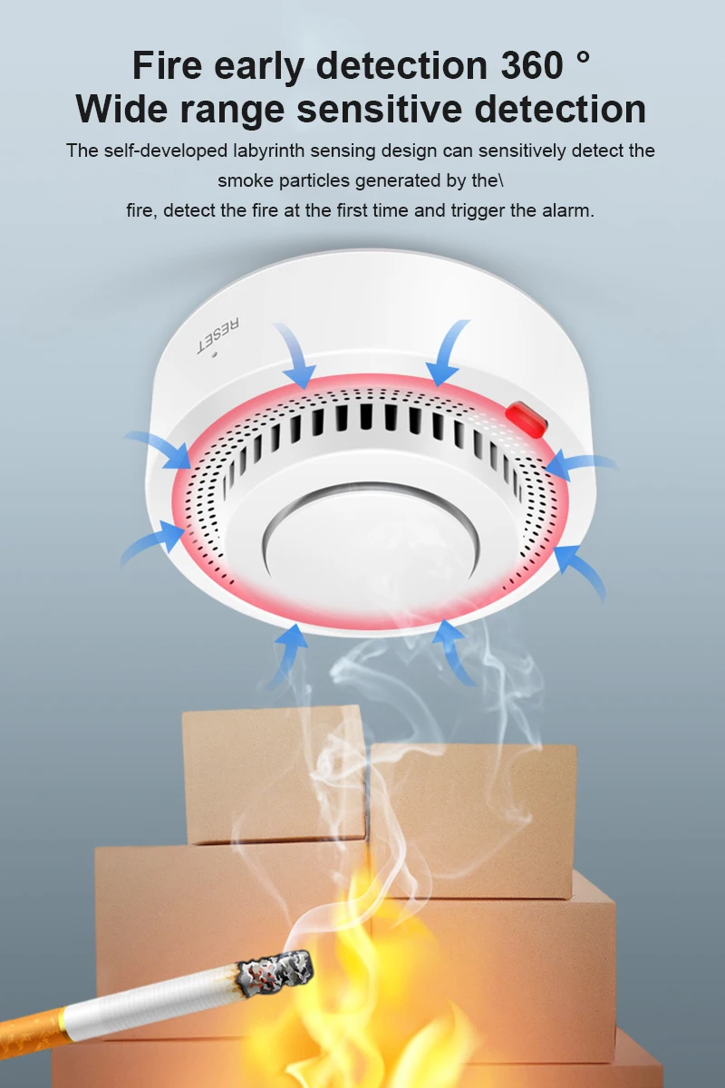 Tuya Wifi Zigbee Smoke Detector Low Power Alarm 80db Home Security Fire Alarm Smart Smoke Alarm ...