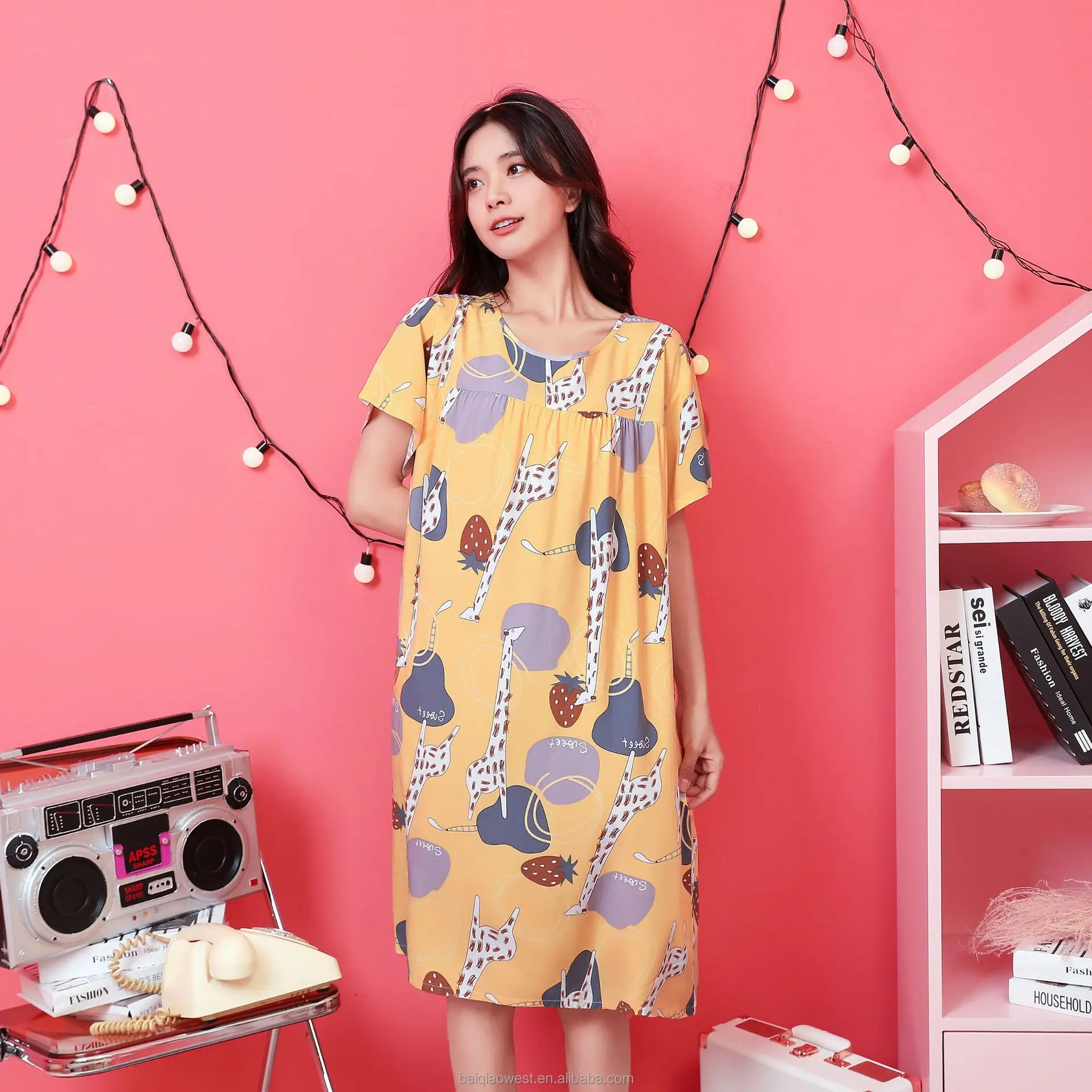 Wholesale Summer Women's Rayon Nightgown Plus Oversize