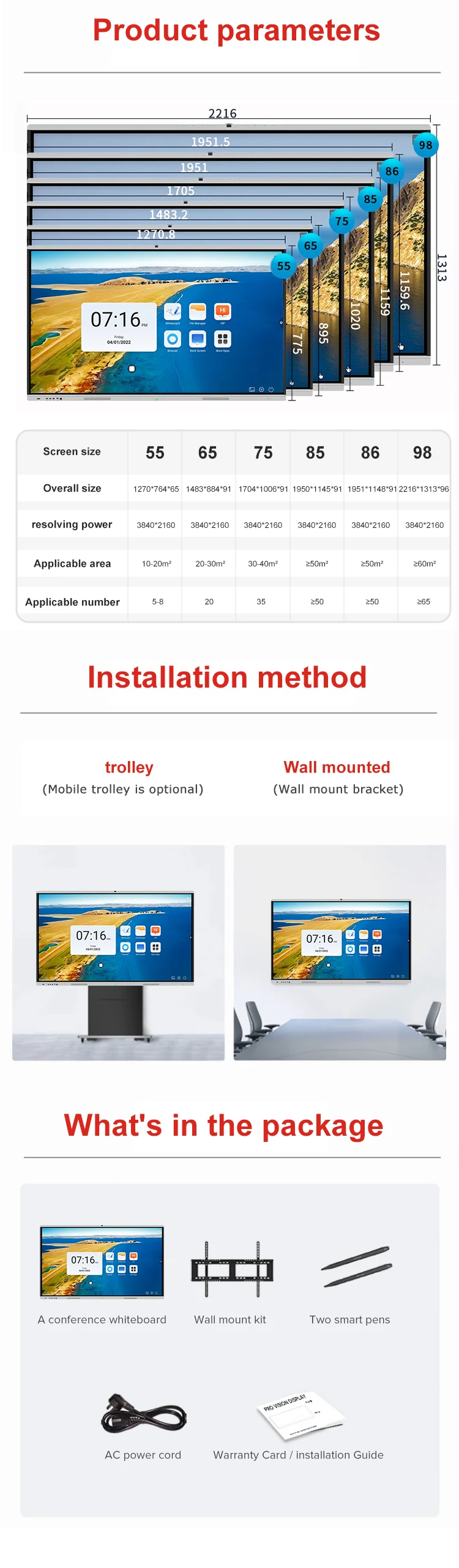 75inch 4K Smart Monitors - Interactive Education Boards