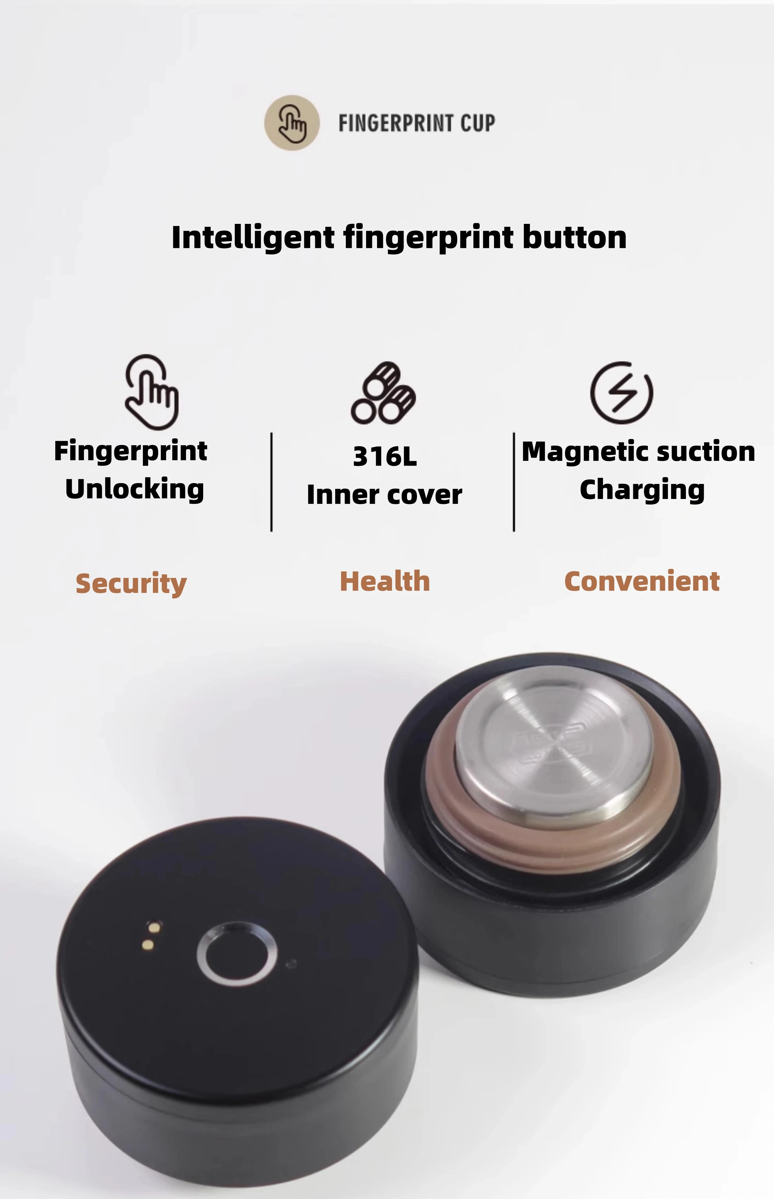 Intelligent Fingerprint Unlocking Stainless Steel Cup