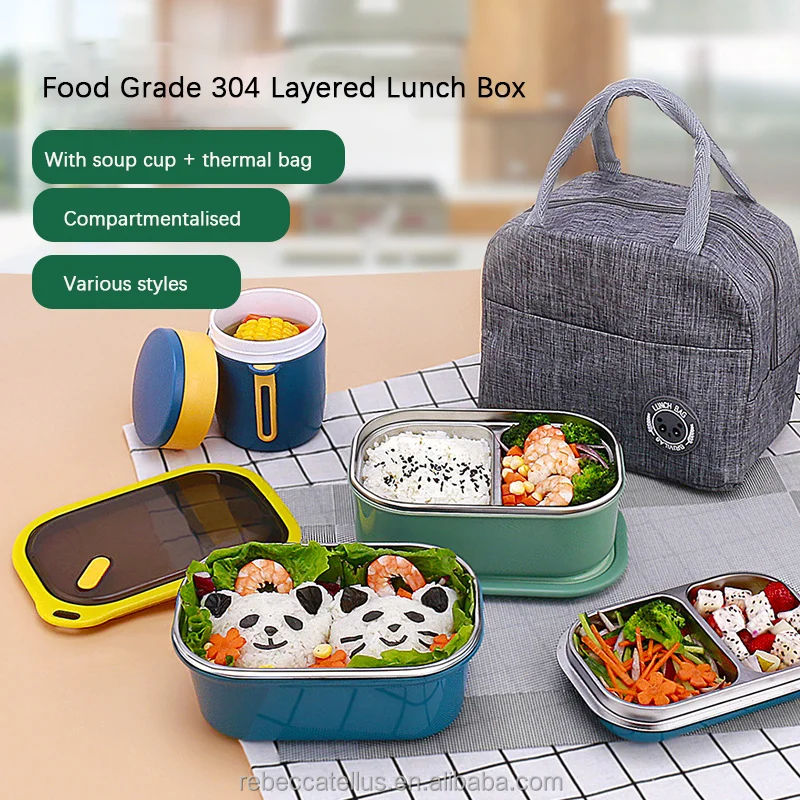 Single Layer 304 Stainless Steel Liner Lunch Box Portable Stainless ...