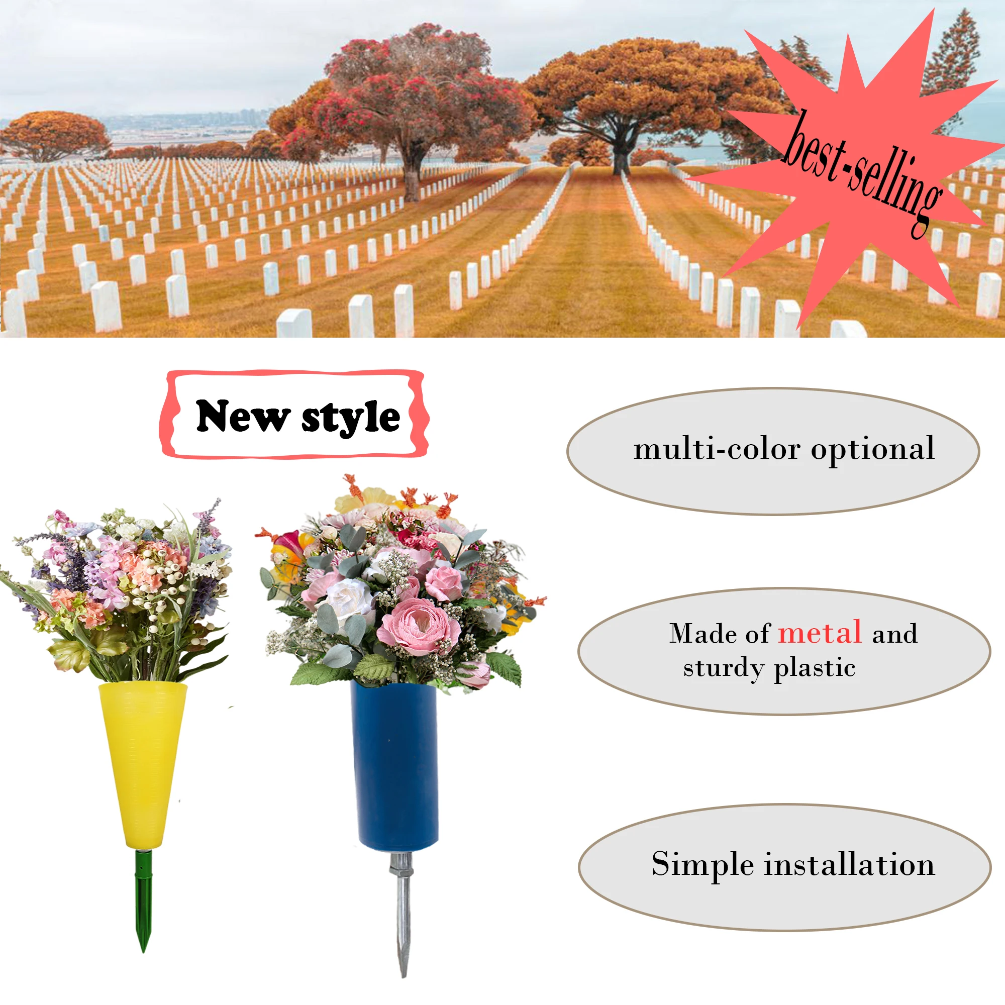Elegant Cemetery Vases - Durable and Stylish Flower Holders