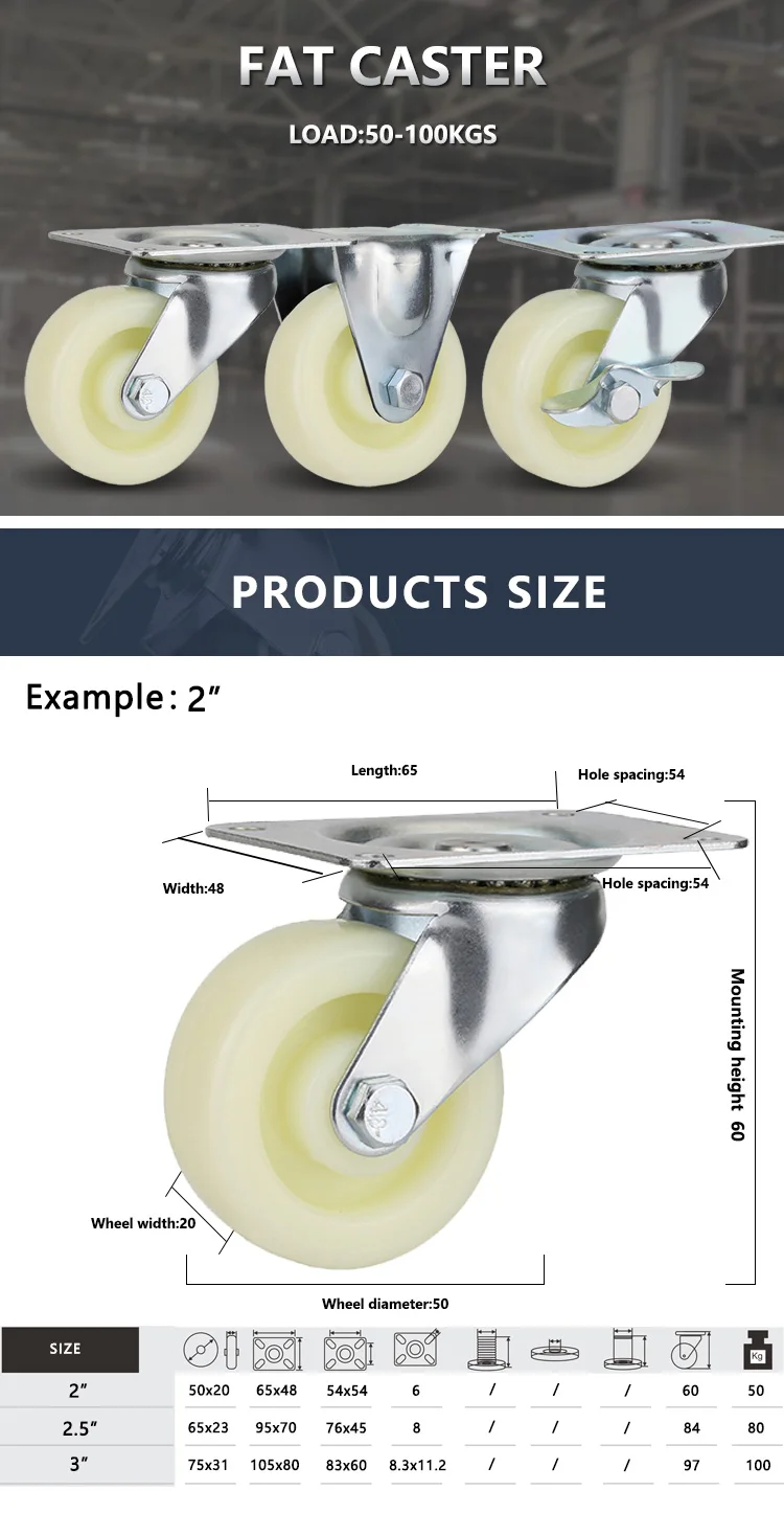 Hand Carts Display Racks Size 2 3 Inch 75mm White Pp Swivel Trolley ...