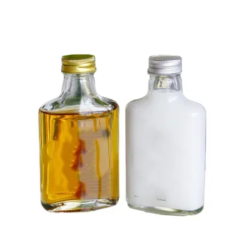 200ml Flat Square Glass Bottle Alcohol Drink Liquor Wine Whisky Bottle ...