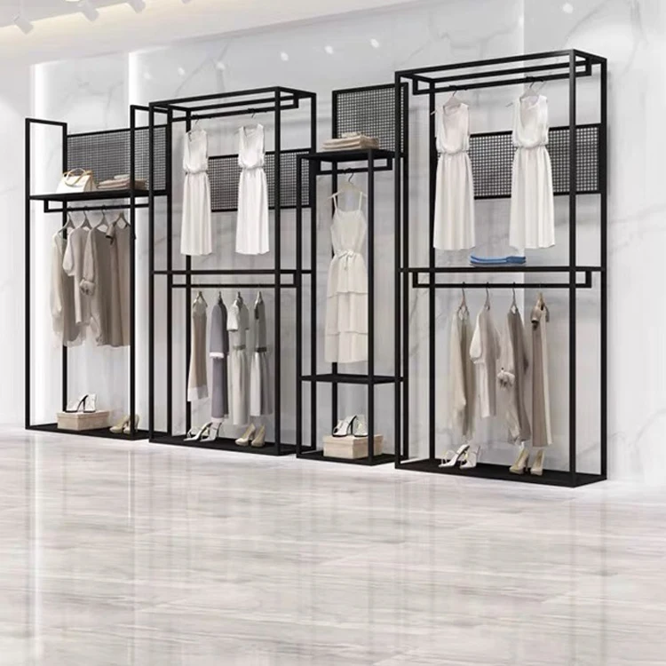 Custom Women's Clothing Store Shelves Metal Clothing Store Decoration ...