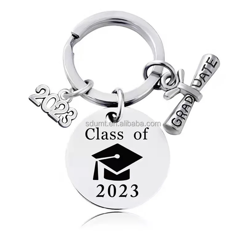 Silver Graduation Gifts Keychains Class Of 2023 Round Inspirational ...