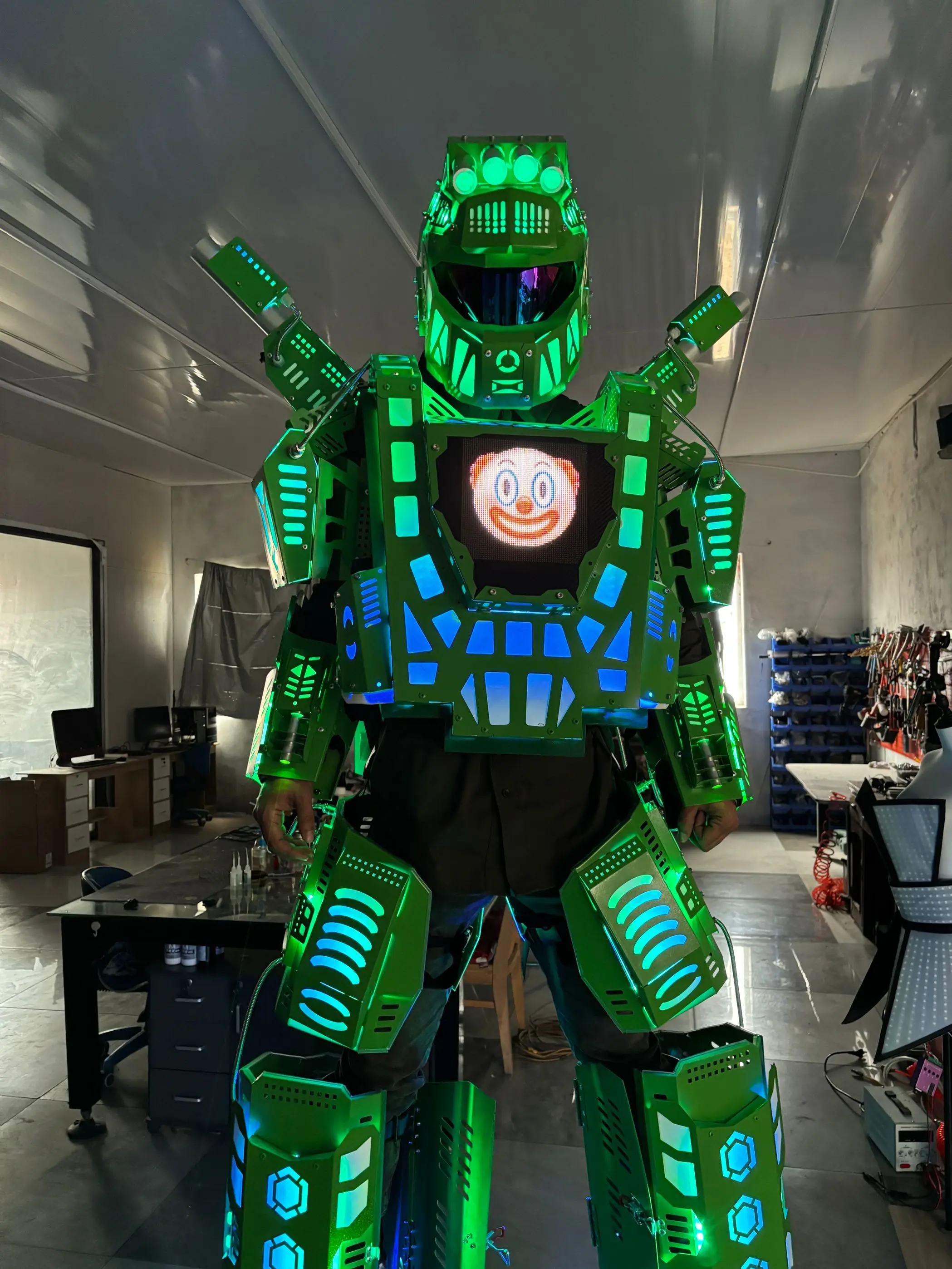 Ultra-Flammable Lighting LED Robot Costume Stilts Magic Mechanical Suit ...