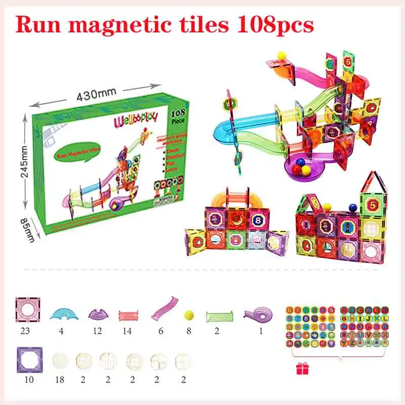 Hot Seller 108pc Magnetic Marble Runs Magnetic Educational Toys ...