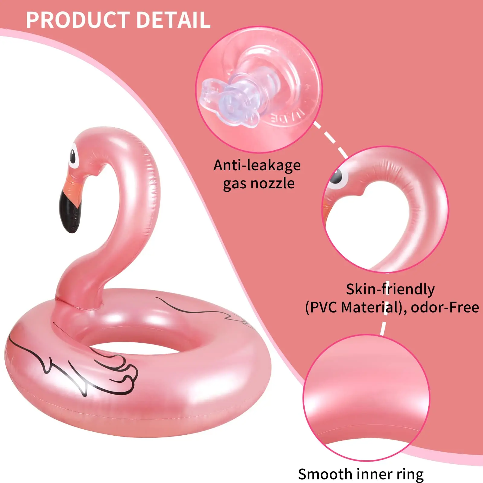 Summer Outdoor Inflatable Flamingo Pool Float Ring Rose Gold Flamingo ...