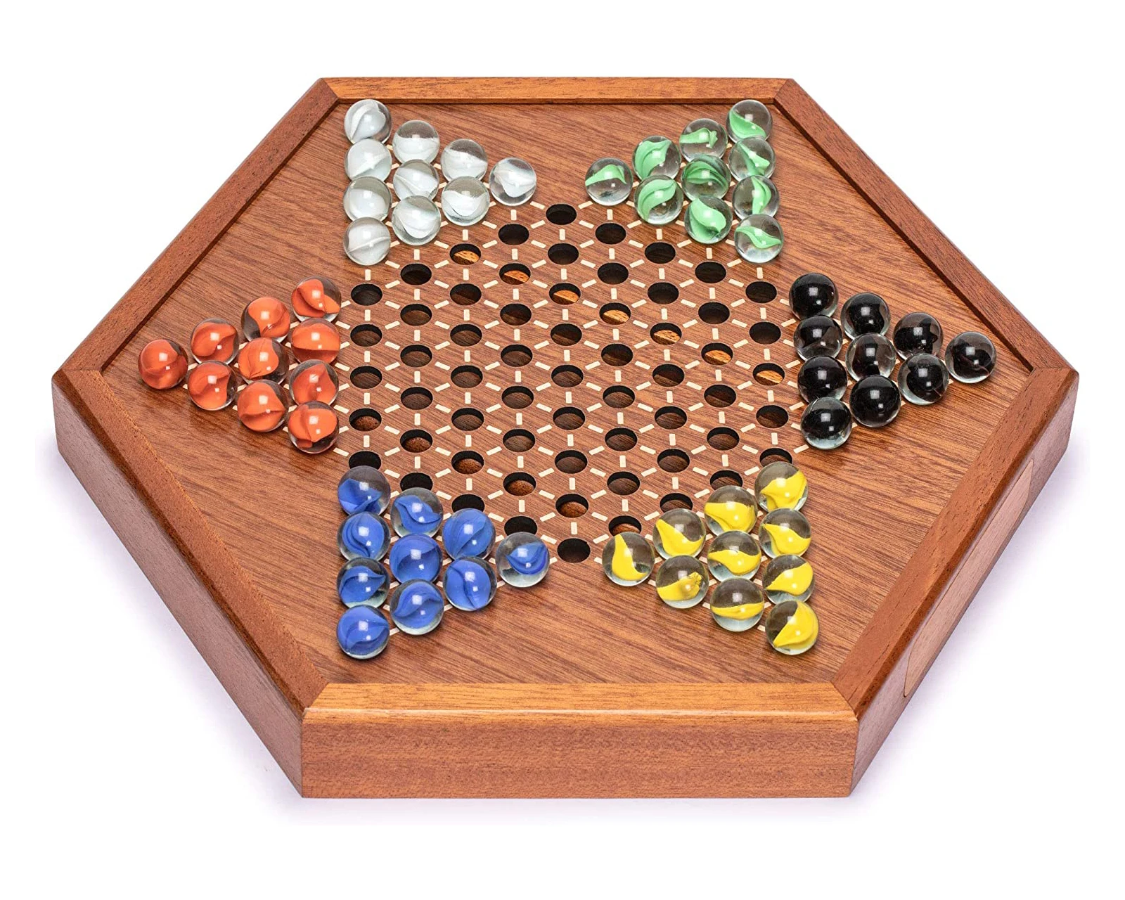 Yellow Mountain Imports Wooden Chinese Checkers Halma Board Game Set ...