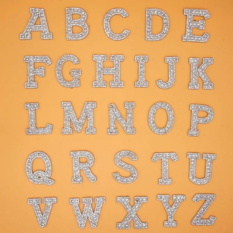 Hotfix Glass Rhinestone 26 Letters Alphabet Print Flat Back Stickers ...