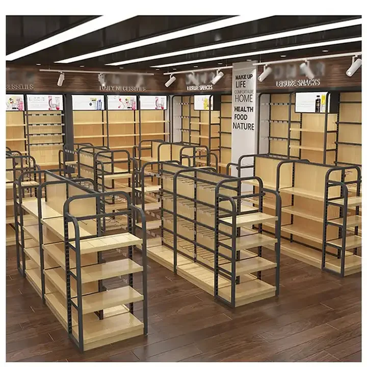 Book Store Display Racks - Wooden and Metal Snack Shelves