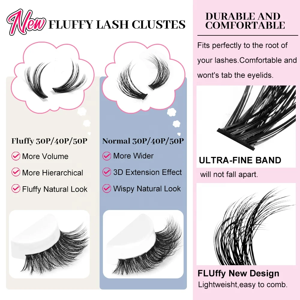 200D Individual Eyelash Clusters - Mink D Curl DIY Kit