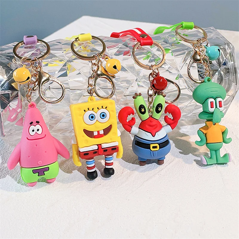 Cartoon 3d Character Spongebob Patrick Star Rubber Keychain With ...