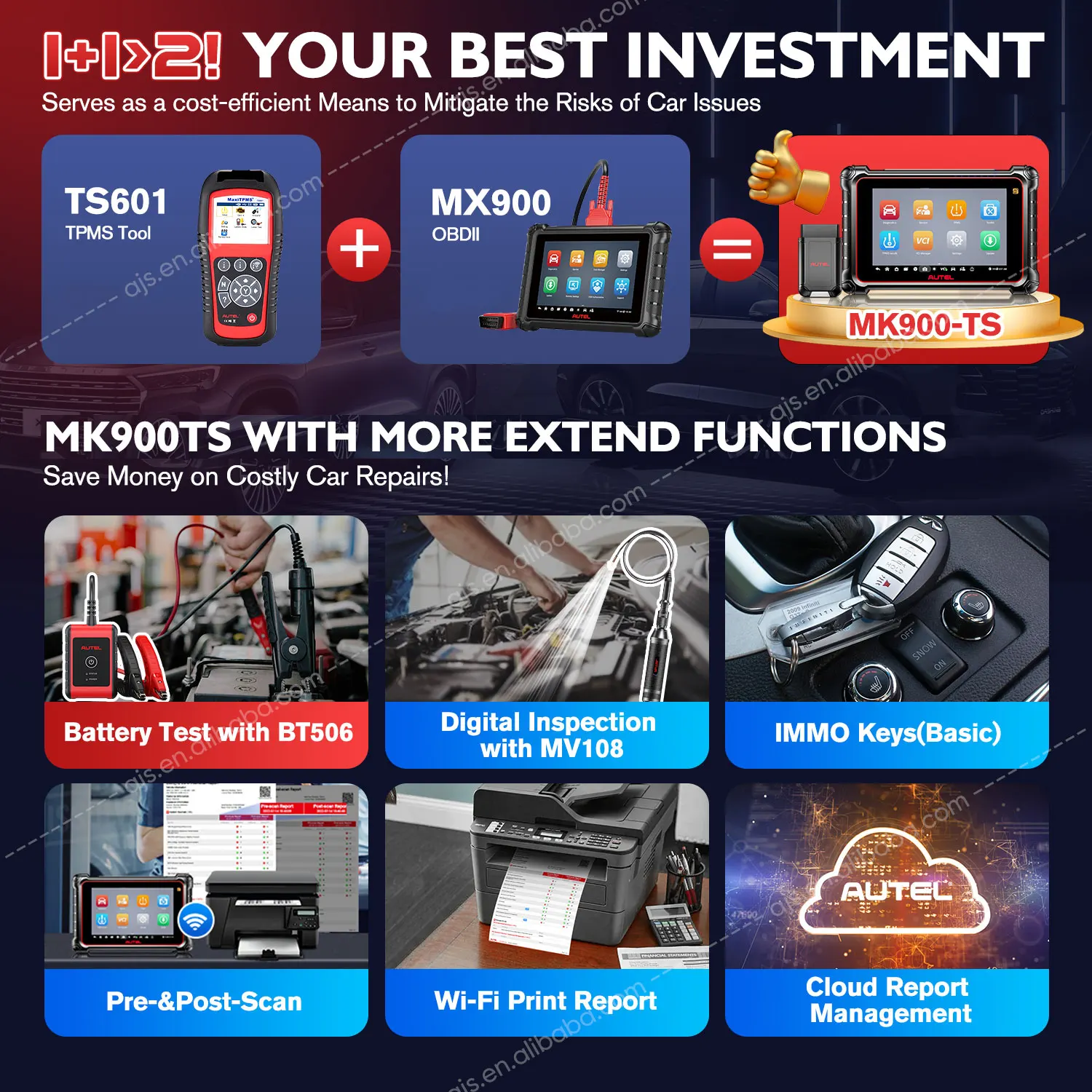 Autel Maxicom Mk900 Ts Auto Universal Full System Obd 2 Scanner Mk 900 ...
