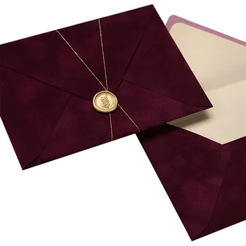 Luxury Red Velvet Envelopes Vintage Paper And Envelopes Custom Wedding ...