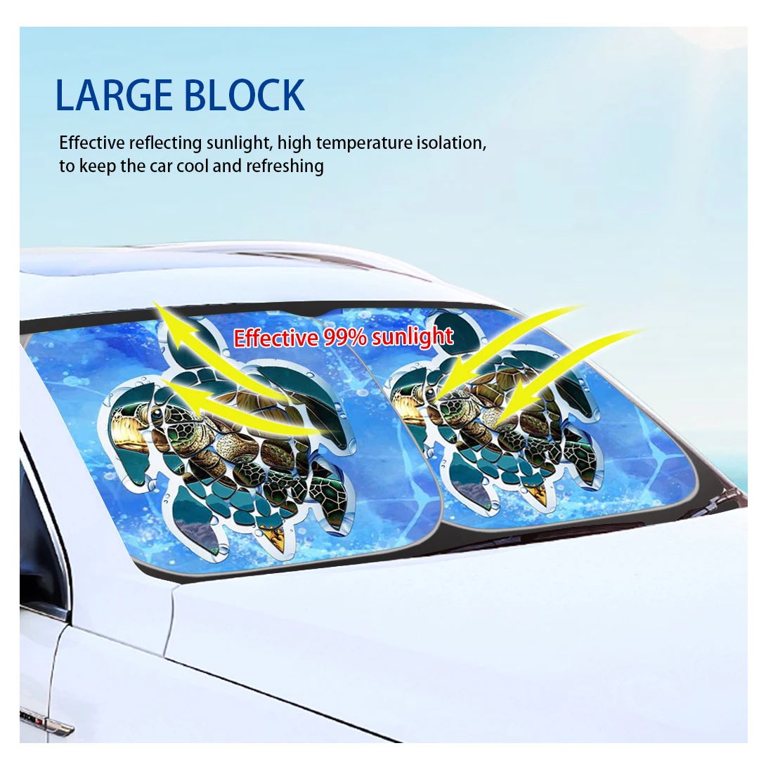 Blue Watercolor Sea Turtles 2 Piece Front Windshield Sun Shade Folding ...