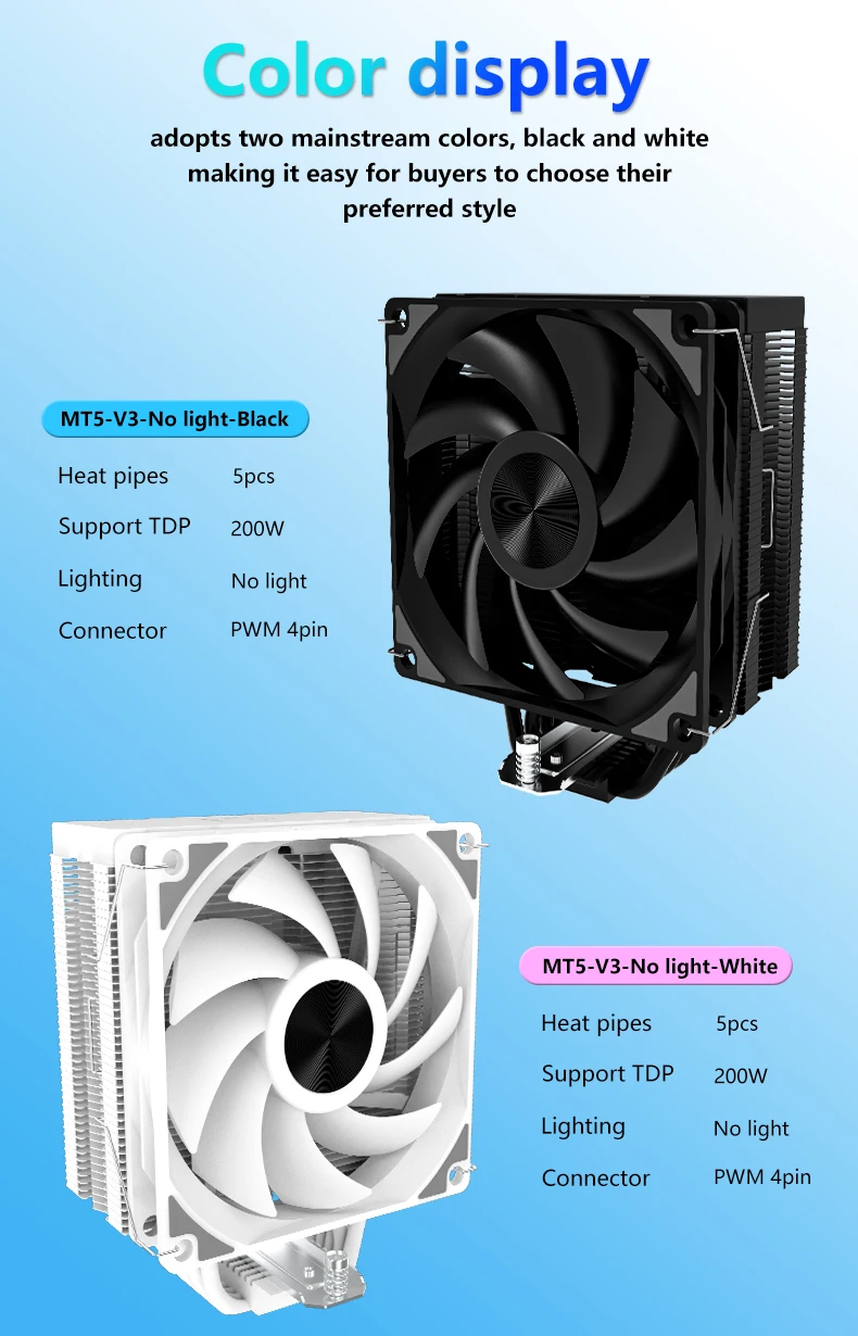 Snowman MT5 V3 Heatpipe CPU Cooler Desktops Silent 4-Pin Thermal ...