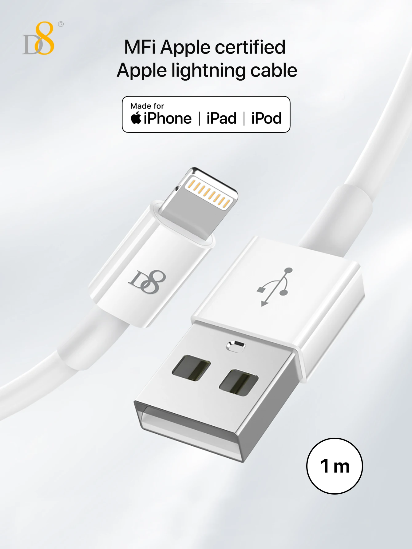 D8 Usb A To Lightning Data Line 2.4a Fast Charging Qc Fast Charging ...