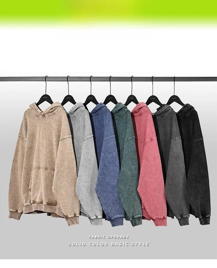 Custom Garment Distressed Sun Faded Hoodie 100% Cotton Functional ...
