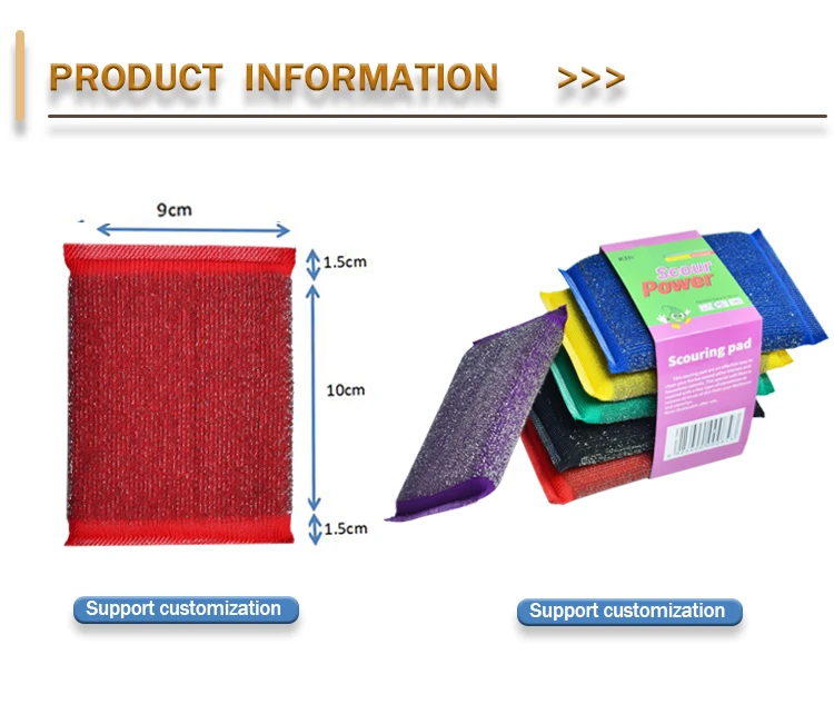 Kitchen Sponge Scourer Pad Steel Wire Dish Washing Scrubber Metal ...