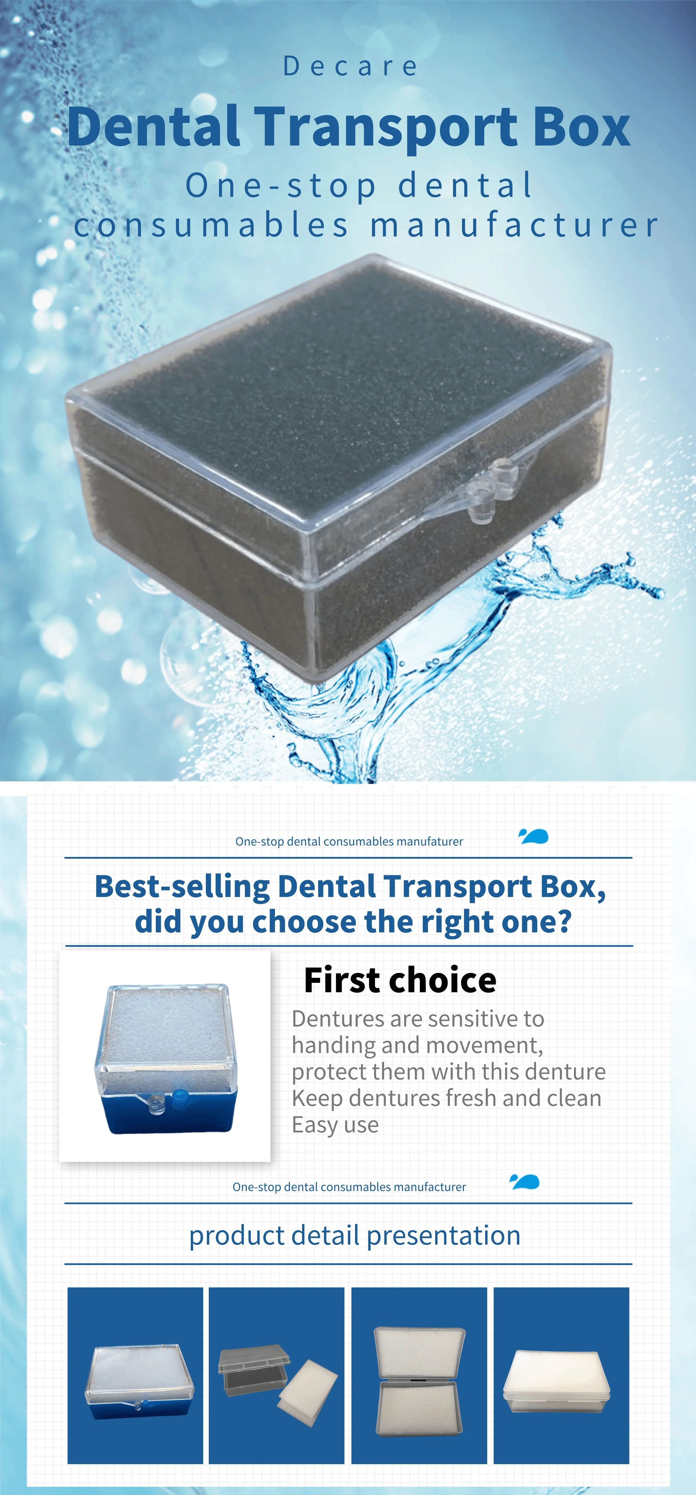 Plastic Lab Sponge False Teeth Transport Dental Denture Box - Buy ...