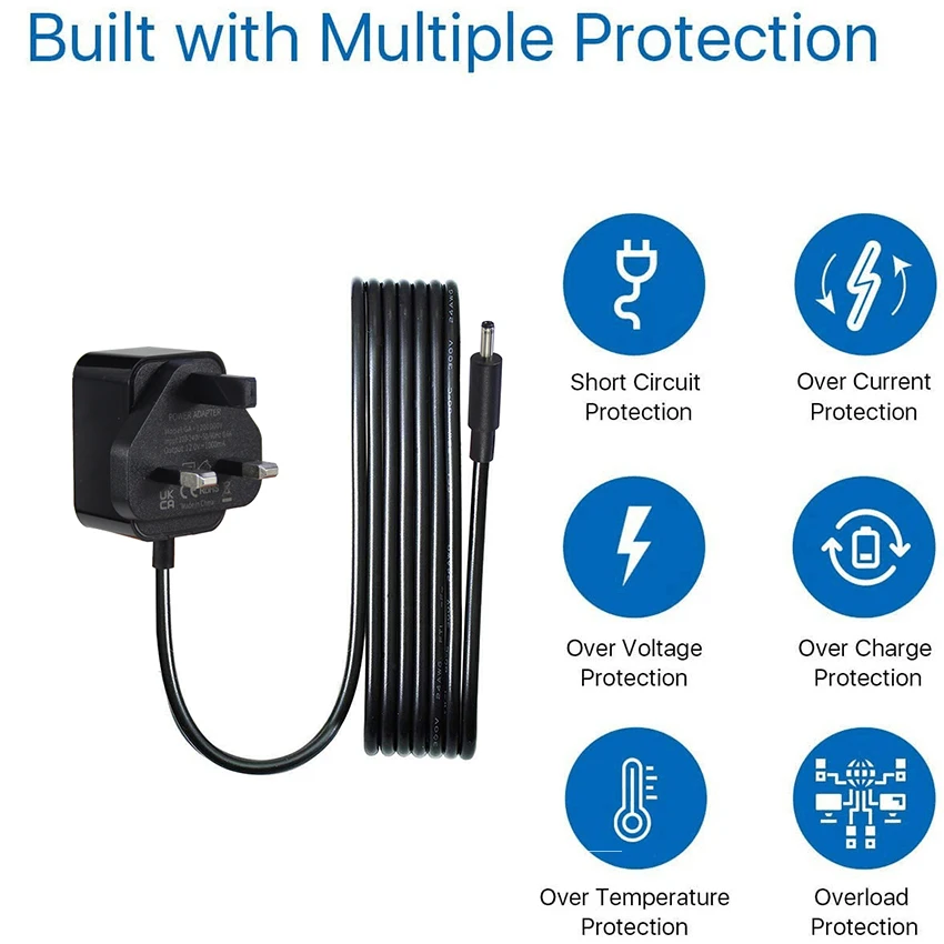 3 Metre Long Cable 12V 2A AC-DC Switching Adaptor Power Supply 5.5mm UK ...