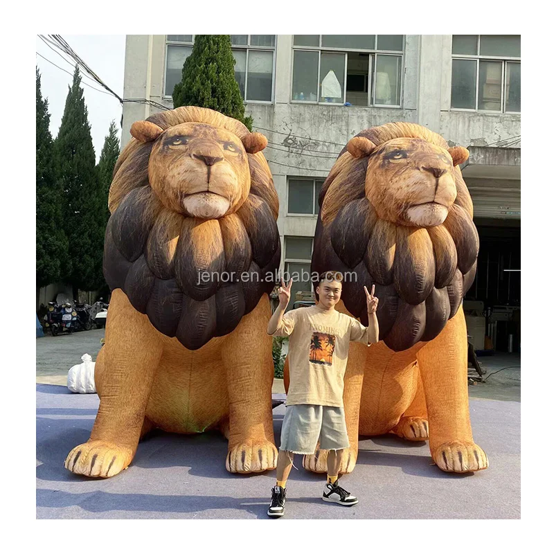 Outdoor Vivid Giant Inflatable Lion Animal Cartoon With Light For Theme ...