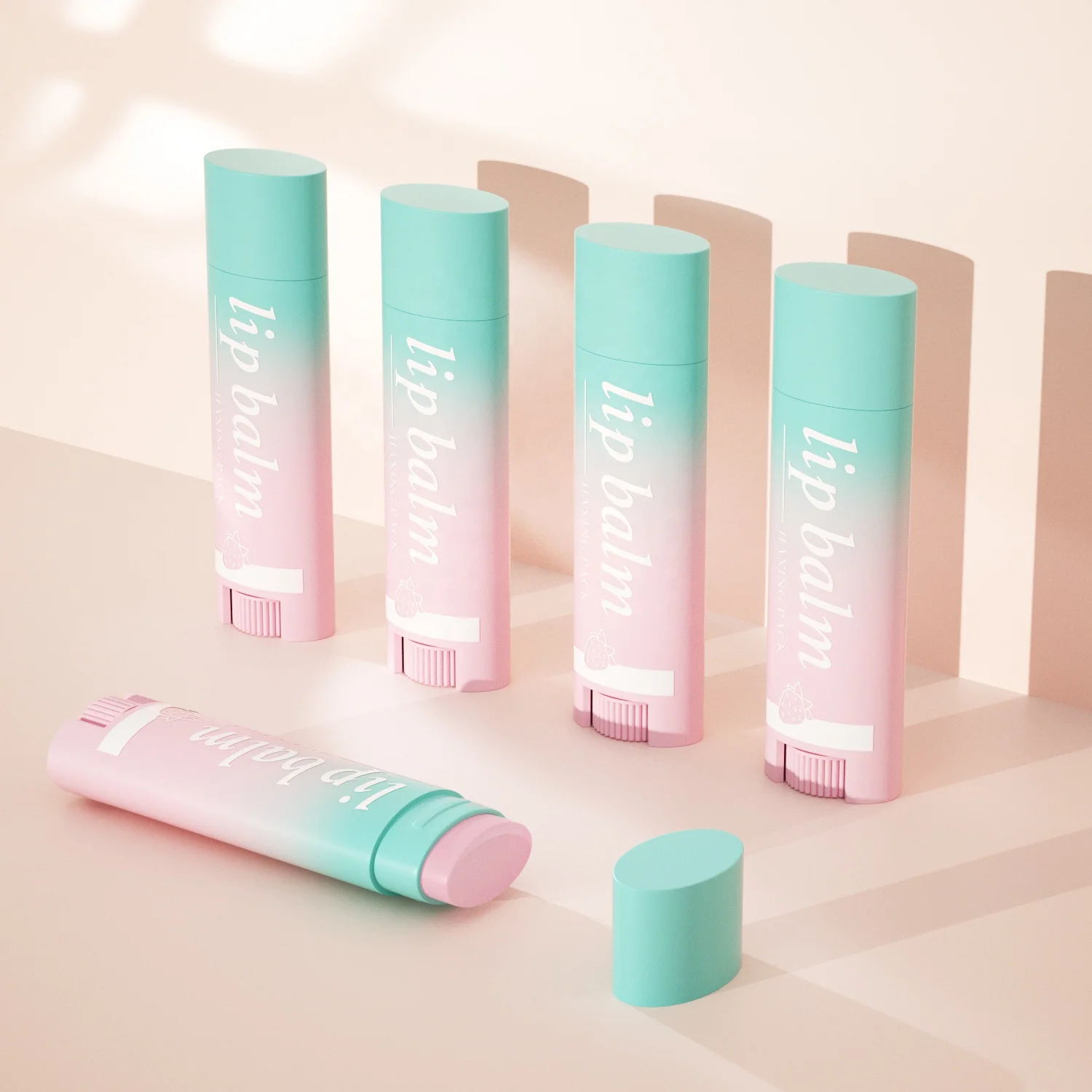 Custom biodegradable plastic empty oval lip stick packaging lip balm ...