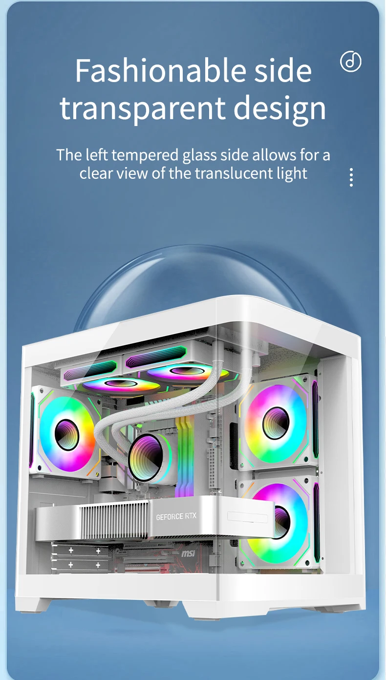 Lovingcool Gaming PC Case - Custom White Micro ATX Tower