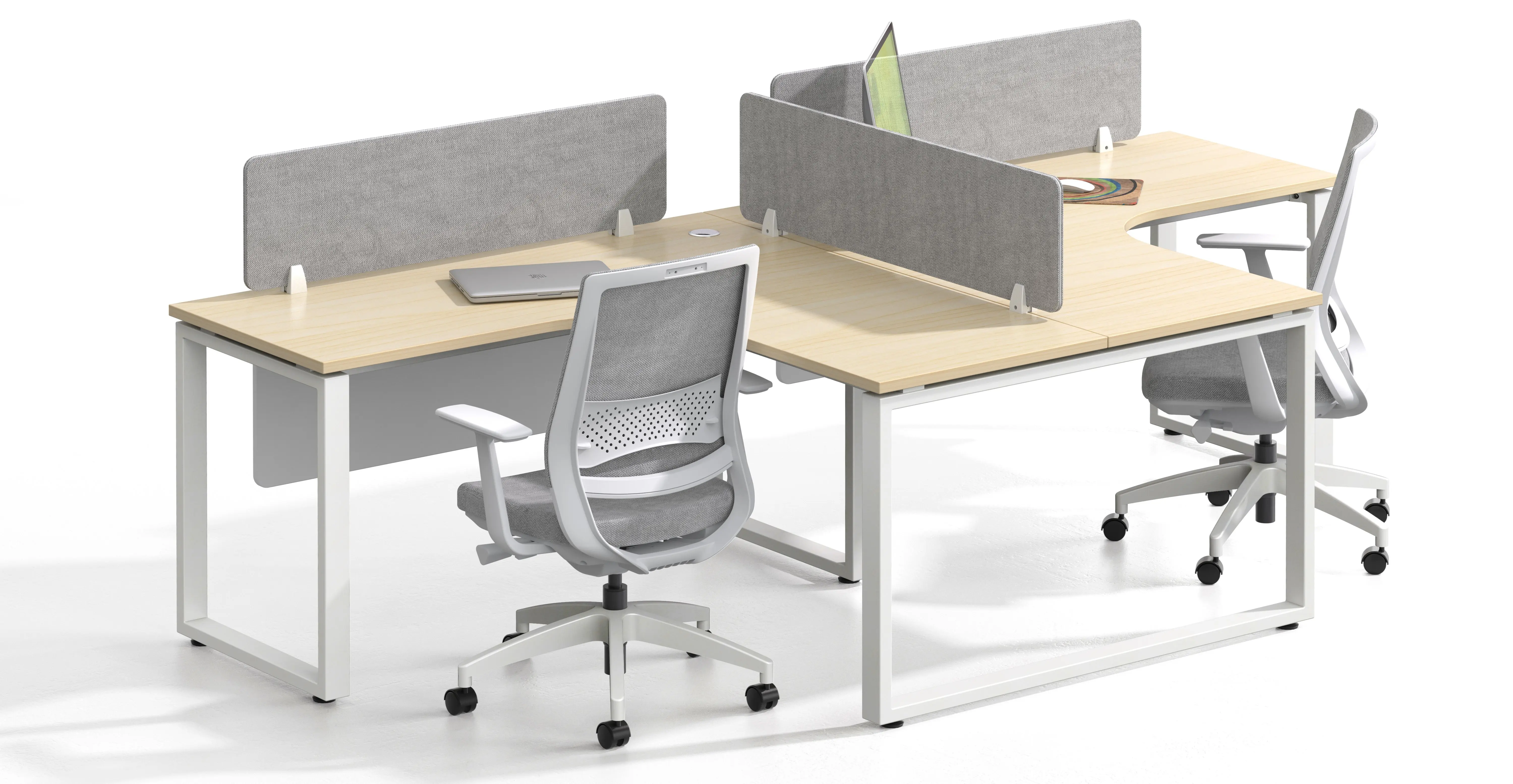 Contemporary Office Desk - Modern T-Shaped 2-Person Design
