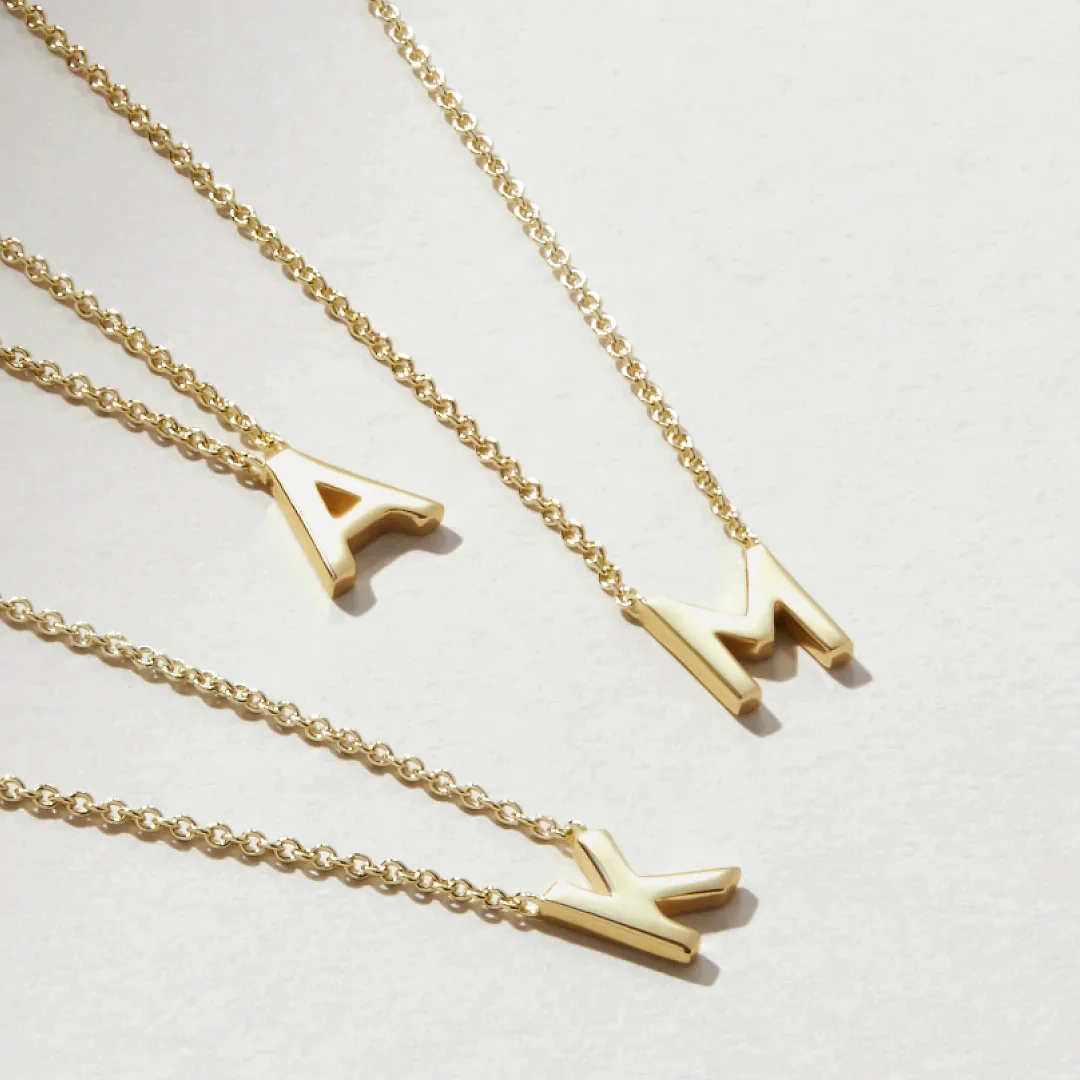 Zyo Wholesale Initial Pendant Necklace Dainty Gold Initial Necklace 18k ...