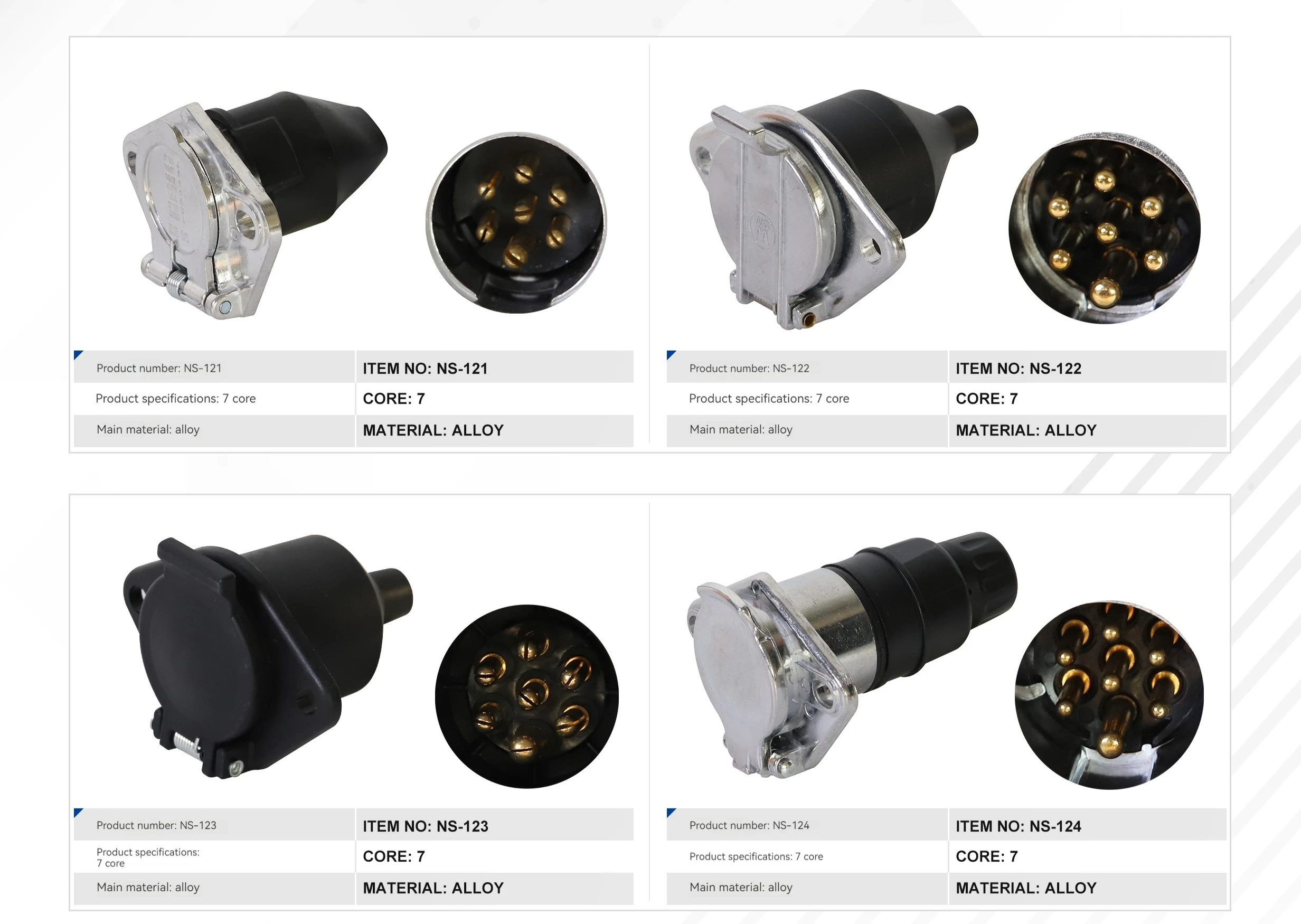 7 Way Round Pin Trailer Plug Connector 24v Plug Socket Round Male Metal ...