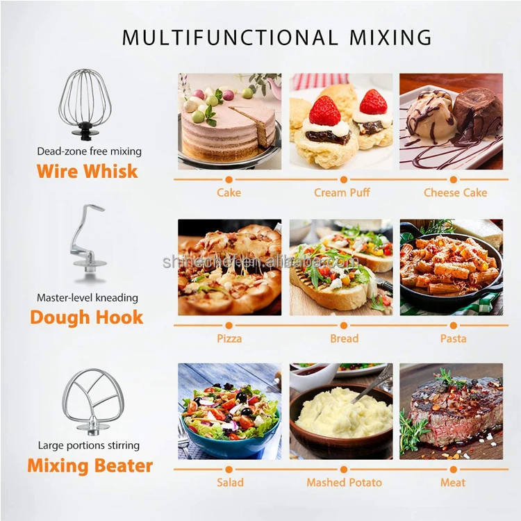 10 Speed Retro Food Mixer Die Casting Aluminum Stand Mixer With Meat ...