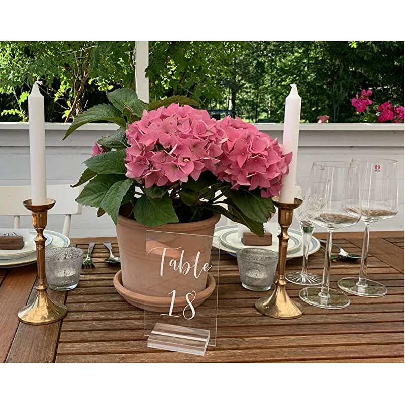 4x6 Inch Acrylic Sign Table Numbers for Wedding, Stand Holder INCLUDED ...