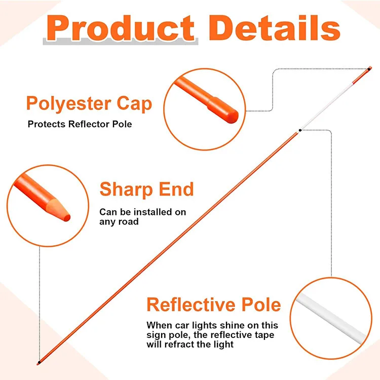 48 Inch FRP Driveway Marking Pole - High Strength & Durability