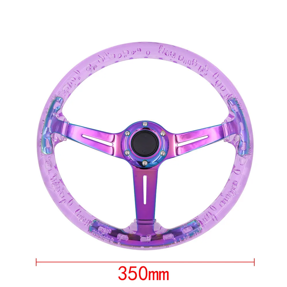 6-hole 350mm Deep Dish VIP Clear Crystal Bubble Neo Spoke Steering Wheel