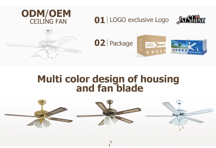 1stshine Ceiling Fan Light Classic 4 Mdf Blades 52" Gold Finish Fancy ...