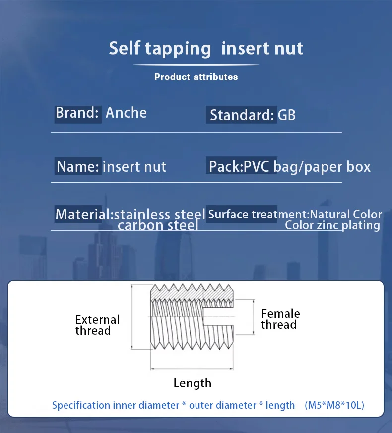 304 316 Stainless Steel Threaded Insert Kit 302 Self Tapping M5 M4 ...